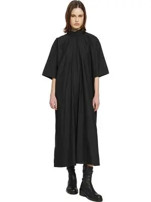 LEMAIRE Reversible Tube Dress In Washed Cotton Silk Poplin - Black