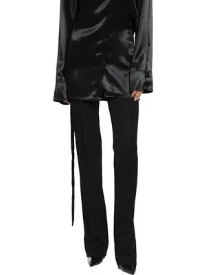 Attico Wool Gabardine Tailored Trousers - Black