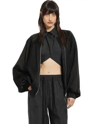 ANDREA YA AQOV Andrea Ya'aqov Satin Bomber Jacket - Black