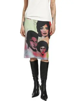 Versace The Party" Print Silk Twill Skirt - Multicolor