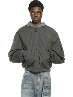 Balenciaga Hooded Standard Bomber Jacket - Grey