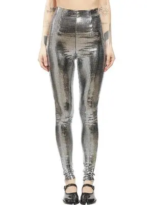 MAISON MARGIELA MM6 MAISON MARGIELA Silver Sequined Stretch Nylon Trousers