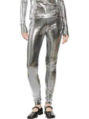 MAISON MARGIELA Sequined Stretch Nylon Trousers - Silver