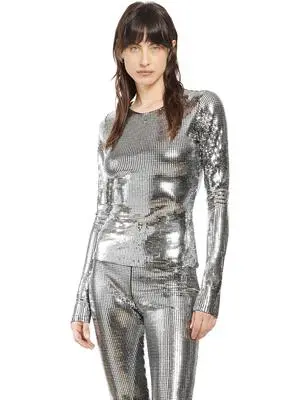 MAISON MARGIELA Sequined Long-sleeve Top - Silver