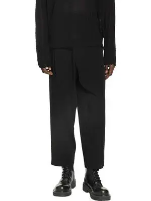 Yohji Yamamoto Pleated Cropped Trousers - Black