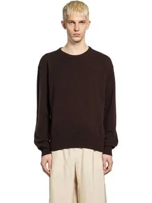 LEMAIRE Cashmere Wool Knit Crewneck Sweater - Brown
