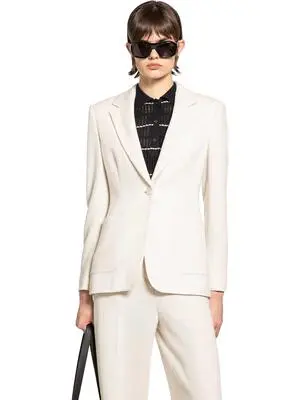 Max Mara Single-breasted Wool Piqué Blazer - Off-white