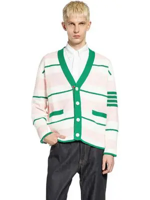 Thom Browne Striped V-neck Cardigan - Green