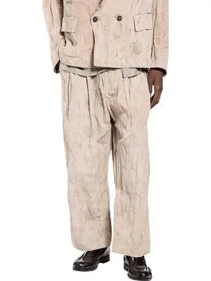 ZIGGY CHEN Printed Organic Cotton Trousers - Beige