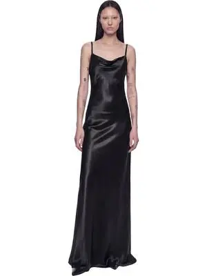 COURREGES Glossy Long Slip Dress - Black
