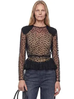Chloé Dot Print Tulle Top - Black