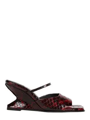MIISTA Egle Embossed Leather Wedge Sandals - Red