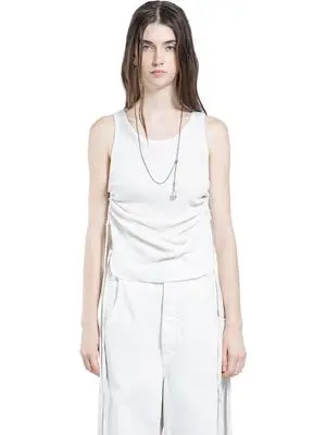 ANN DEMEULEMEESTER Mara Ruched Cropped Tank Top - White