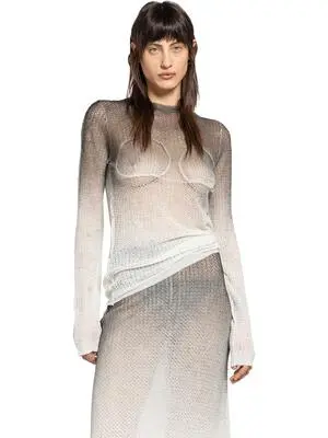 MAISON MARGIELA Sheer Knit Long Sleeve Top - Grey
