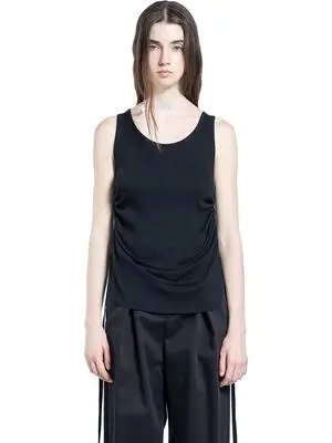 ANN DEMEULEMEESTER Mara Ribbed Cropped Tank Top - Black