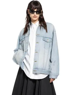 Balenciaga Masking Tape Logo Denim Jacket - Blue