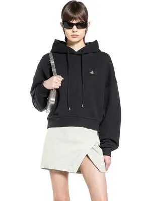 VIVIENNE WESTWOOD Cropped Box Hoodie With Orb Embroidery - Black
