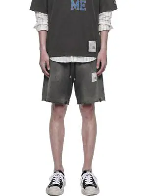 Mihara Yasuhiro Sun-faded Distressed Sweatshorts - Black