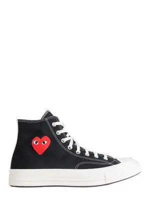 Play Comme Des Garcon Comme Des Garçons Play X Converse High-top Sneakers With Heart Appliqu - Black