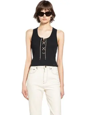 Burberry Lace-up Cotton Tank Top - Black