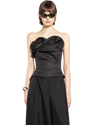 Magda Butrym Wool Silk Corset With Sculptural Flower Detail - Black