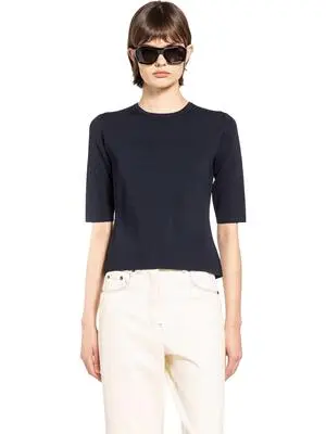 Max Mara Viscose Nylon Short Sleeve Top - Blue