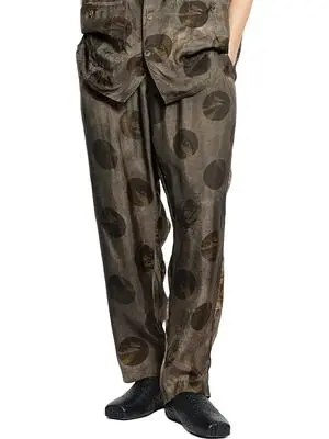 UMA WANG Graphic Polkadot Jacquard Drawstring Pants - Brown