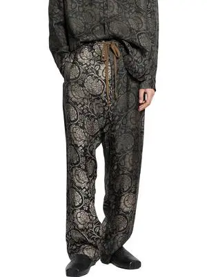 UMA WANG Printed Drawstring Pants - Black