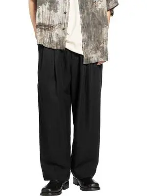 ZIGGY CHEN Drop-crothced Wide-leg Trousers - Black