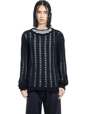 ANN DEMEULEMEESTER Ladder-stitch Knit Sweater - Black