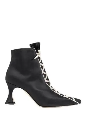 Manolo Blahnik Silk Satin Ankle Boots - Black