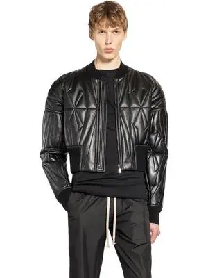 RICK OWENS Moncler X Rick Owens Cropped Leather Bomber Jacket