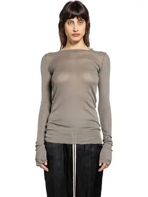 Rick Owens Temple Rib Long Sleeve T-shirt - Brown
