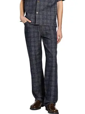 Burberry Slim Fit Plaid Denim Jeans - Blue