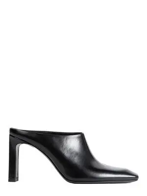 TOTEME Leather Square-toe Mules - Black