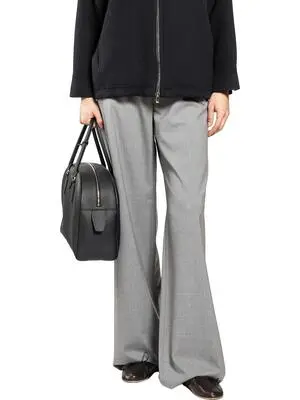 Max Mara Stretch Wool Cloth High-waisted Wide-leg Trousers - Grey