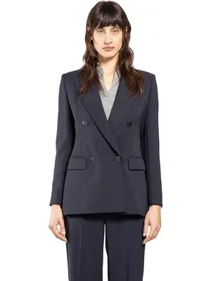 Max Mara Fitted Wool Crepe Blazer - Blue
