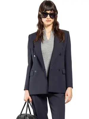 Max Mara Fitted Wool Crepe Blazer - Blue