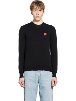 Play Comme Des Garcon Wool Heart Sweater - Black