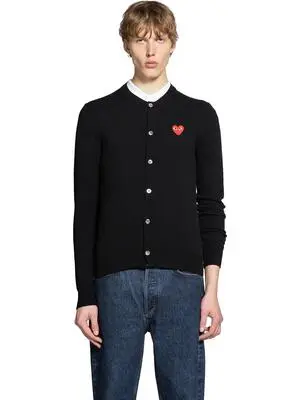 Play Comme Des Garcon Comme Des Garçons Play Wool Heart Cardigan - Black