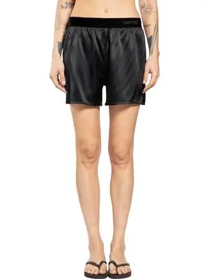 TOM FORD Stretch Silk Satin Pajama Shorts - Black