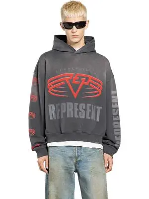 REPRESENT Living Legacy Tour" Distressed Cotton Hoodie - Grey