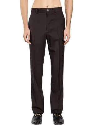 Gucci Wool Tailored Trousers With Button Detail - Brown