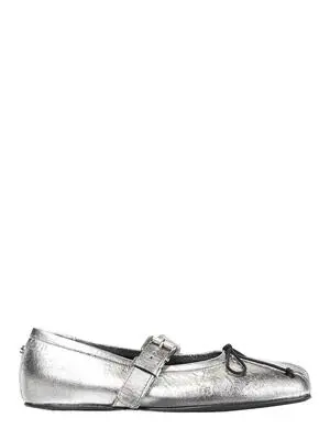 ANN DEMEULEMEESTER Zoey Ballerinas In Dusty Laminated Leather - Silver