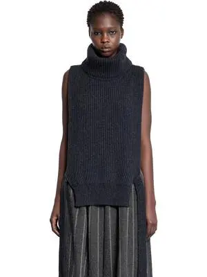 UMA WANG Sleeveless High Neck Knitted Top - Grey