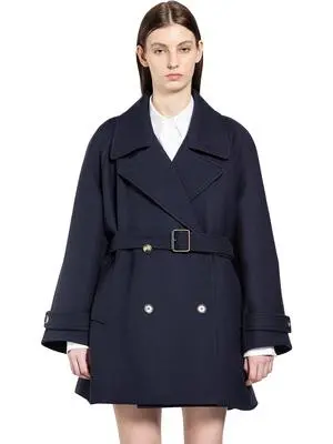 Loewe Double Breasted Wool Blend Short Coat - Blue