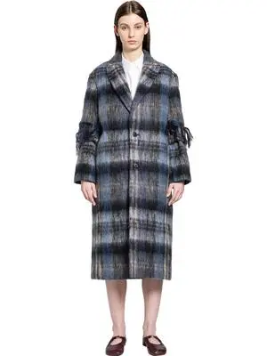 Loewe Mohair And Wool Blend Checked Coat - Blue