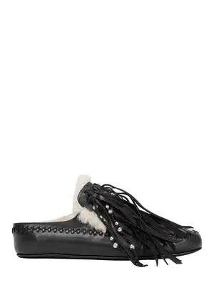 ANN DEMEULEMEESTER Oloi" Leather Fringe Mules - Black