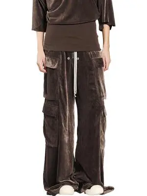 Rick Owens Velvet Cargo Trousers - Grey