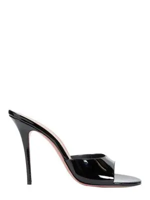 Amina Muaddi Elodie Patent Leather Mules 105mm - Black